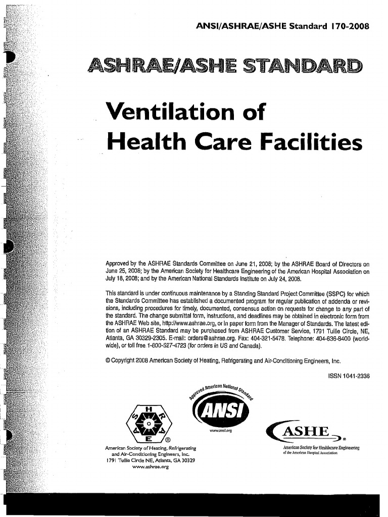 ASHRAE 170-2008 Ventilation of Health Care Facilities | Hvac ...