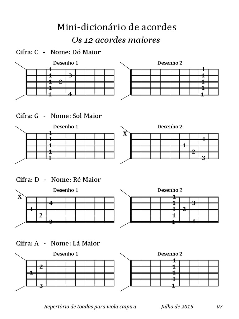 Acorde de Viola Caipira | PDF | Notação | Harmonia