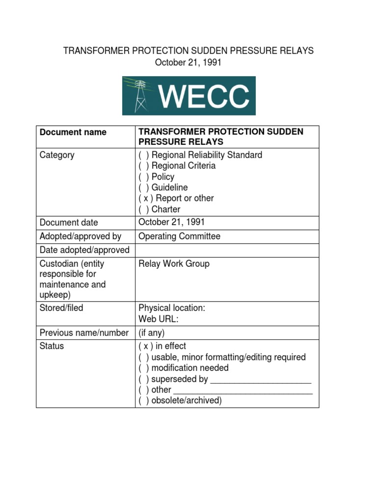 Transnsformer Protection Sudden Pressure Relays | PDF | Relay | Transformer