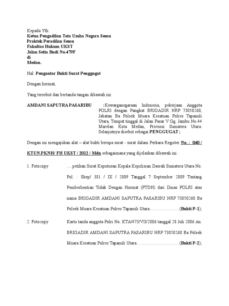 Pengantar Alat Bukti Penggugat Dan Tergugat | PDF