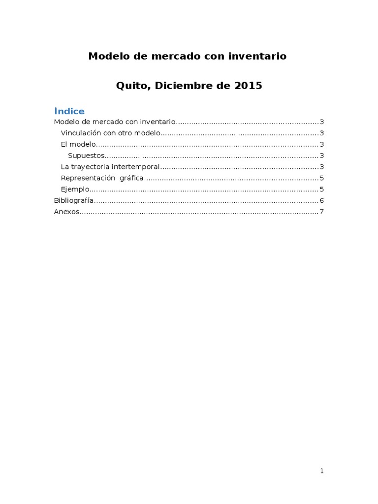 Modelo de Mercado Con Inventario | PDF | Inventario | Precios