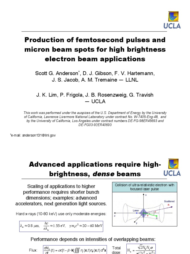 Femtosecond Pulses for High-Brightness X-rays | PDF | X Ray | Electronvolt