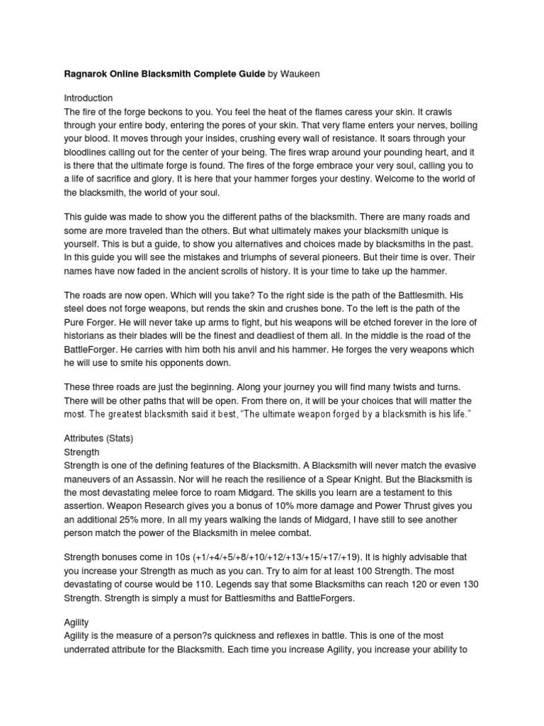 Ragnarok Online Blacksmith Complete Guide | PDF | Blacksmith | Forge