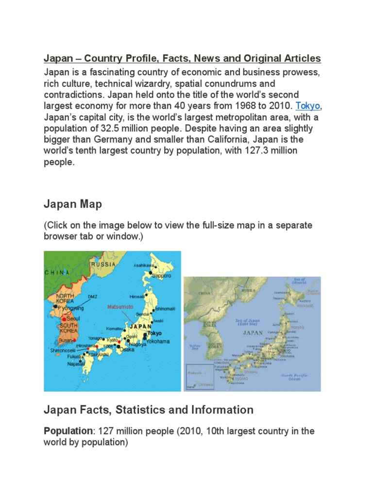 Japan Map: Japan - Country Profile, Facts, News and Original Articles ...