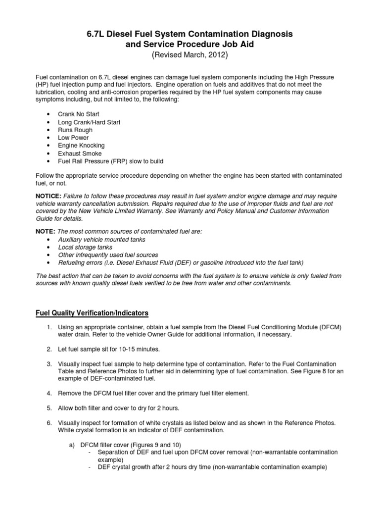 6.7L Diesel Fuel Contamination Guide | PDF | Diesel Engine | Biodiesel
