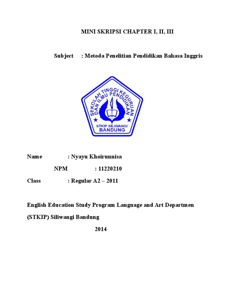 Mini Skripsi Chapter I II III | PDF | Vocabulary | Part Of Speech