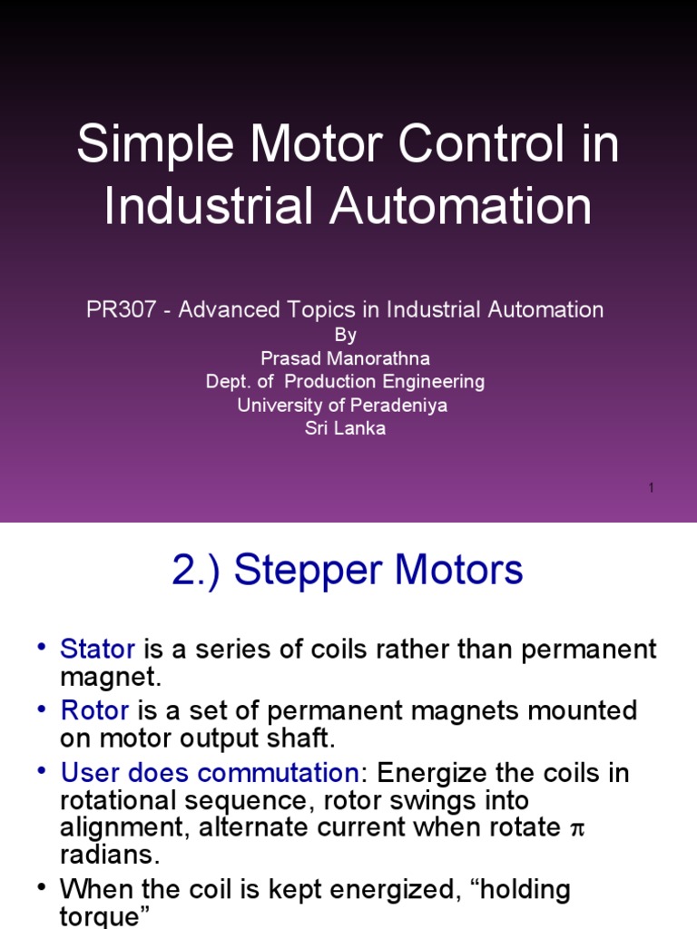 Simple Motor Control in Industrial Automation | PDF | Electric Motor ...