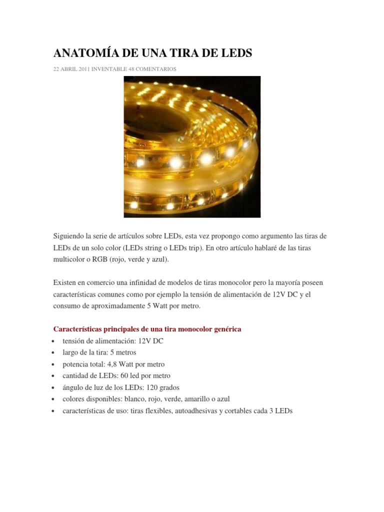 Anatomía de Una Tira de Leds | PDF | Diodo emisor de luz | Resistencia ...