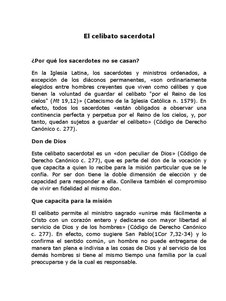 El significado del celibato sacerdotal | PDF