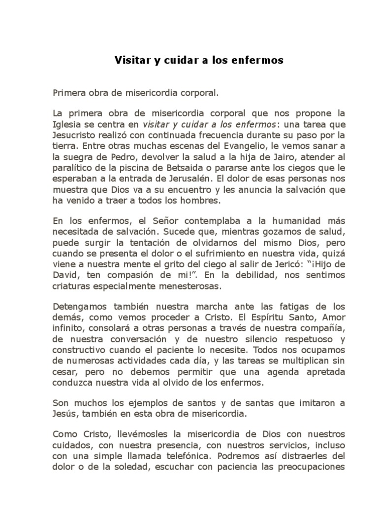 Visitar y Cuidar A Los Enfermos | PDF | Cristo (título) | Salvación