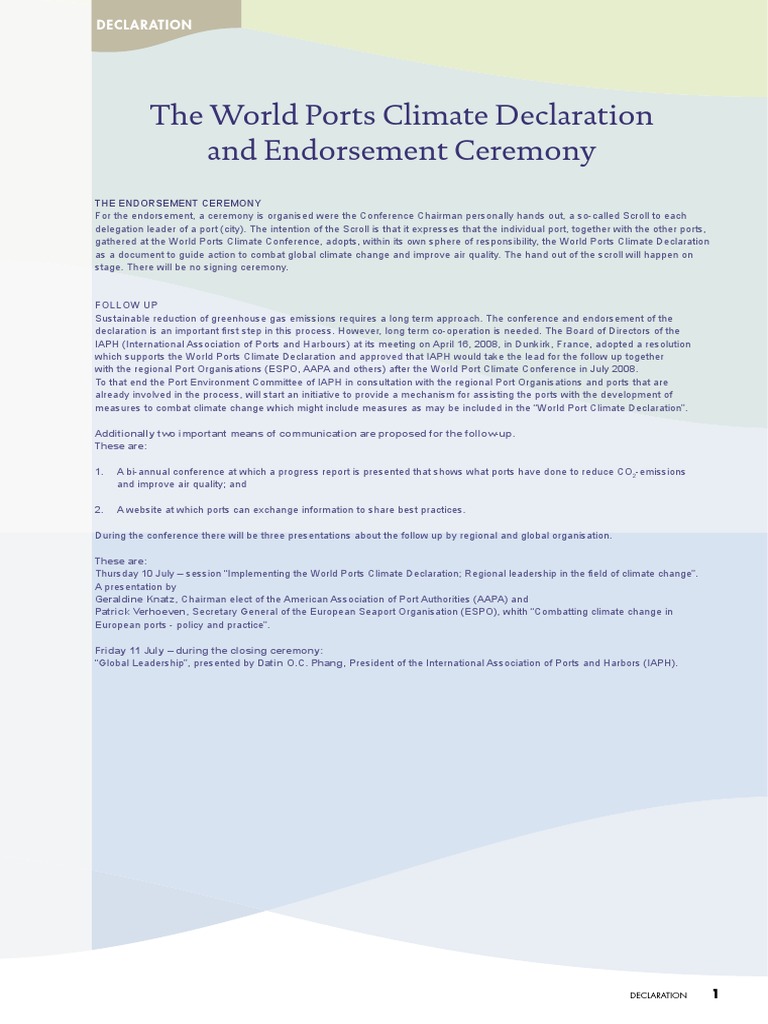The World Ports Climate Declaration and Endorsement Ceremony | Download ...