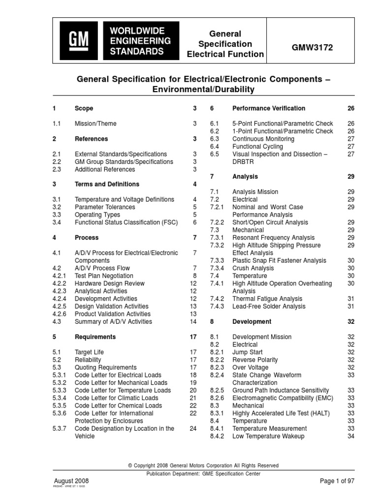 GMW3172 GM Worldwide Engineering Standards | Power Supply | Reliability ...