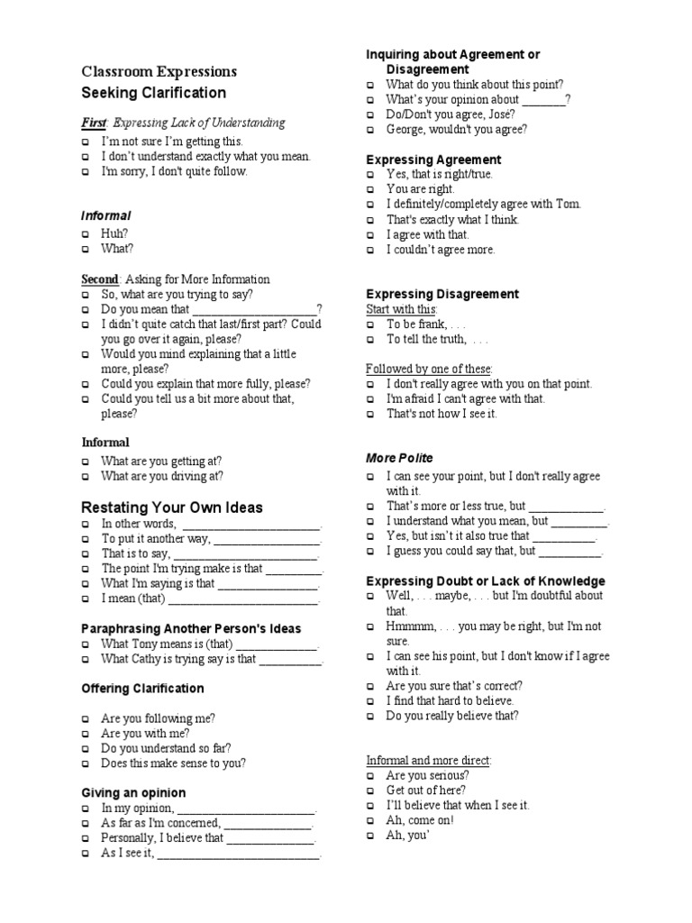 American English Conversation Expressions | PDF | Knowledge | Truth