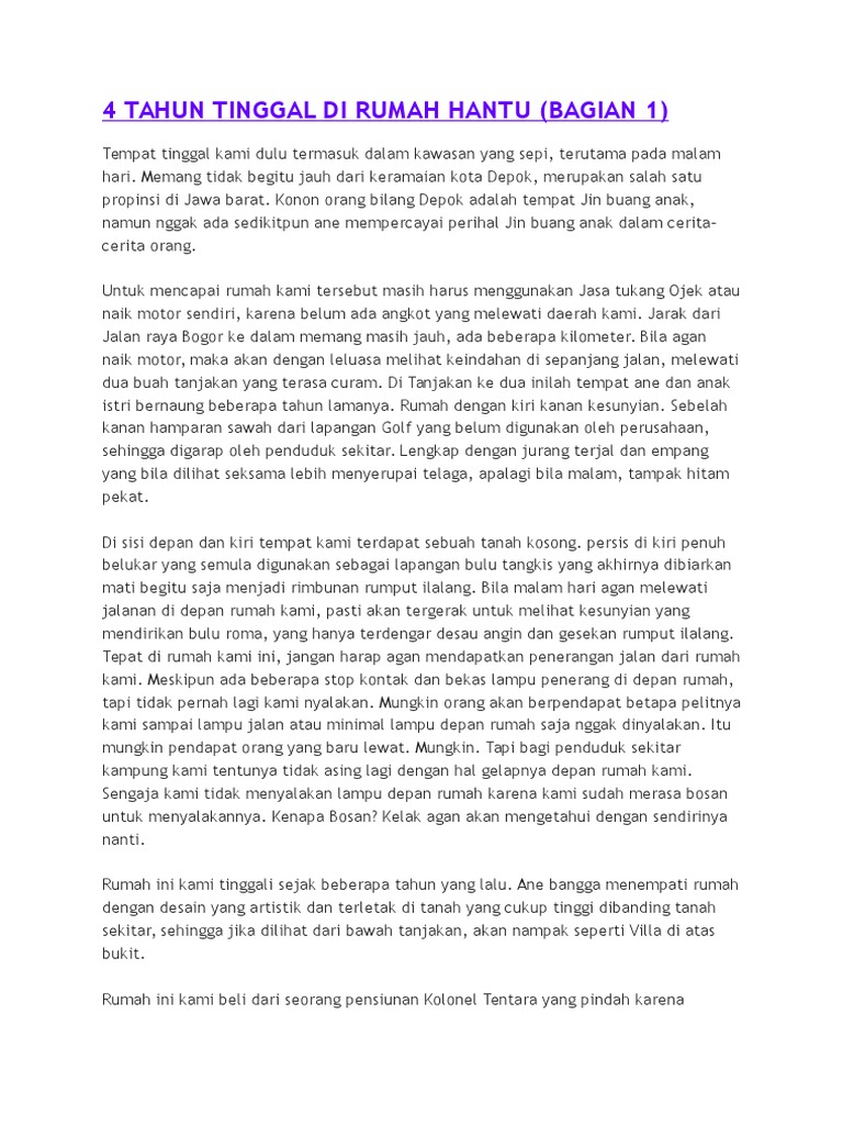 Novel 4 Tahun Tinggal Di Rumah Hantu | PDF