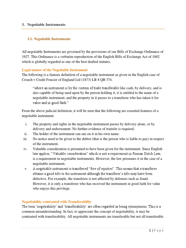 Negotiable Instruments Best PDF | PDF | Negotiable Instrument ...