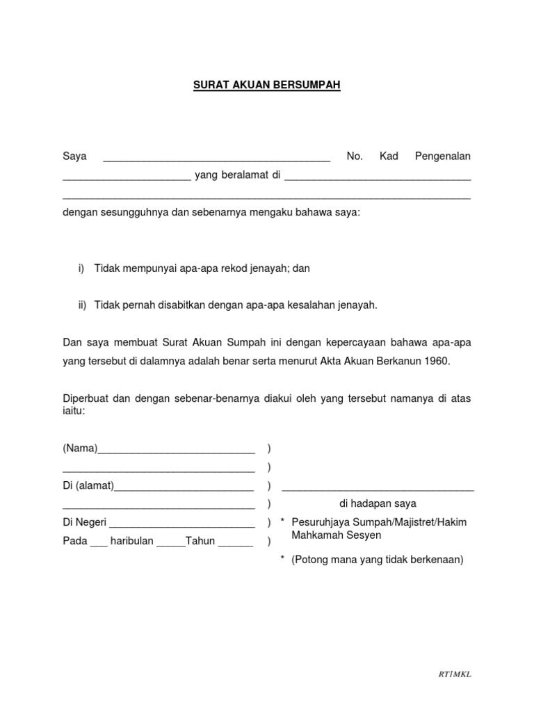 Surat Akuan Bersumpah | PDF