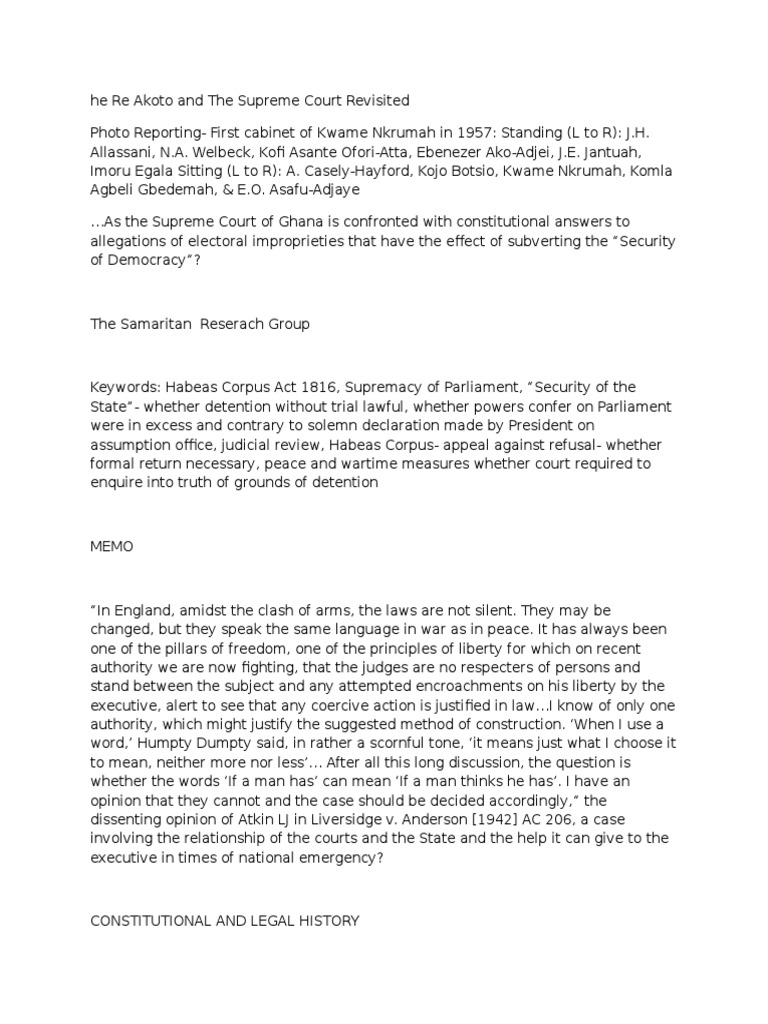 Re Akoto and The Supreme Court Revisited | PDF | Habeas Corpus ...