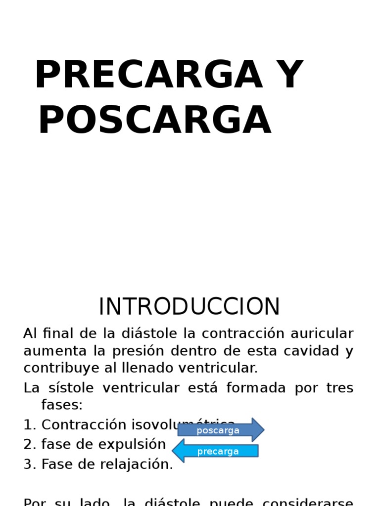 Precarga y Poscarga Cardíaca | PDF | Ventrículo (corazón) | Corazón