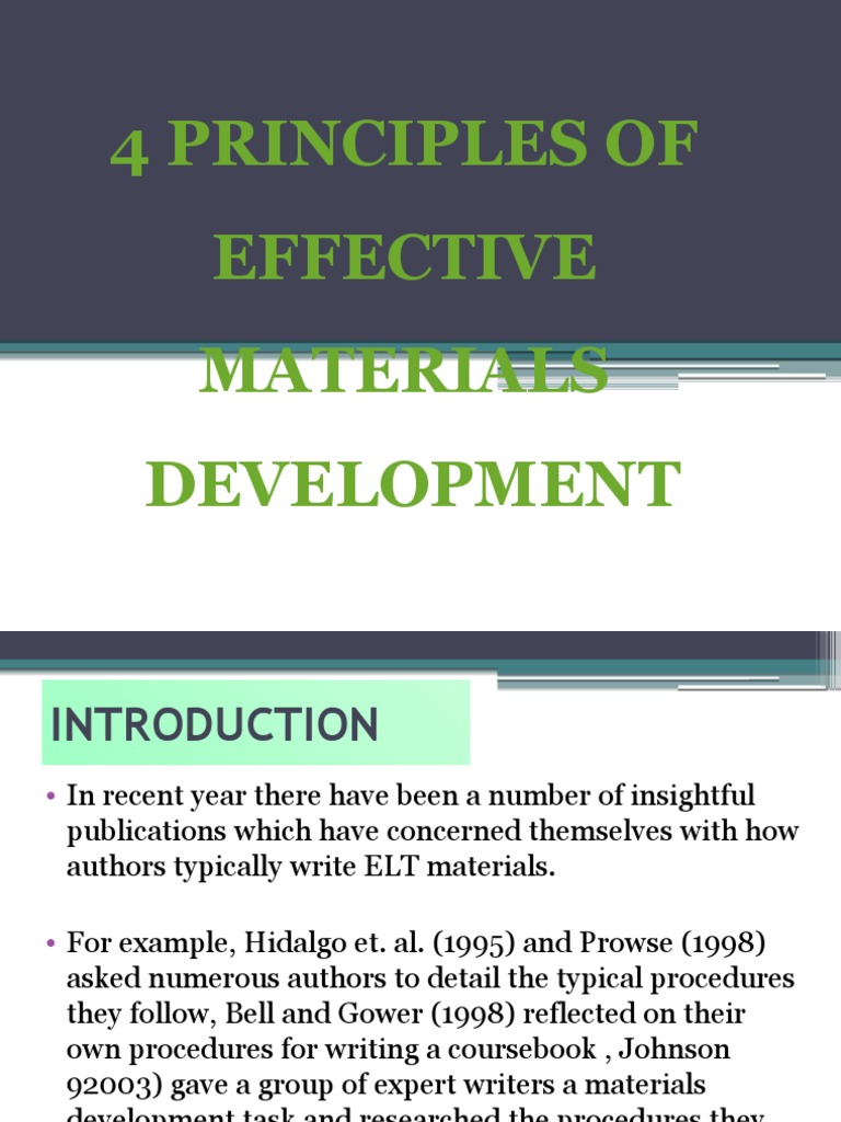 4 Principles of Effective Materials Development | PDF | Second Language ...