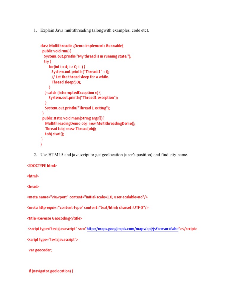 Multithreading and Geolocation | PDF | Thread (Computing) | Java Script