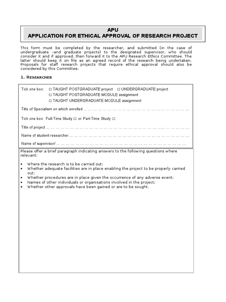 Full Ethics Approval Form (New) | PDF | Consent | Statistical Power