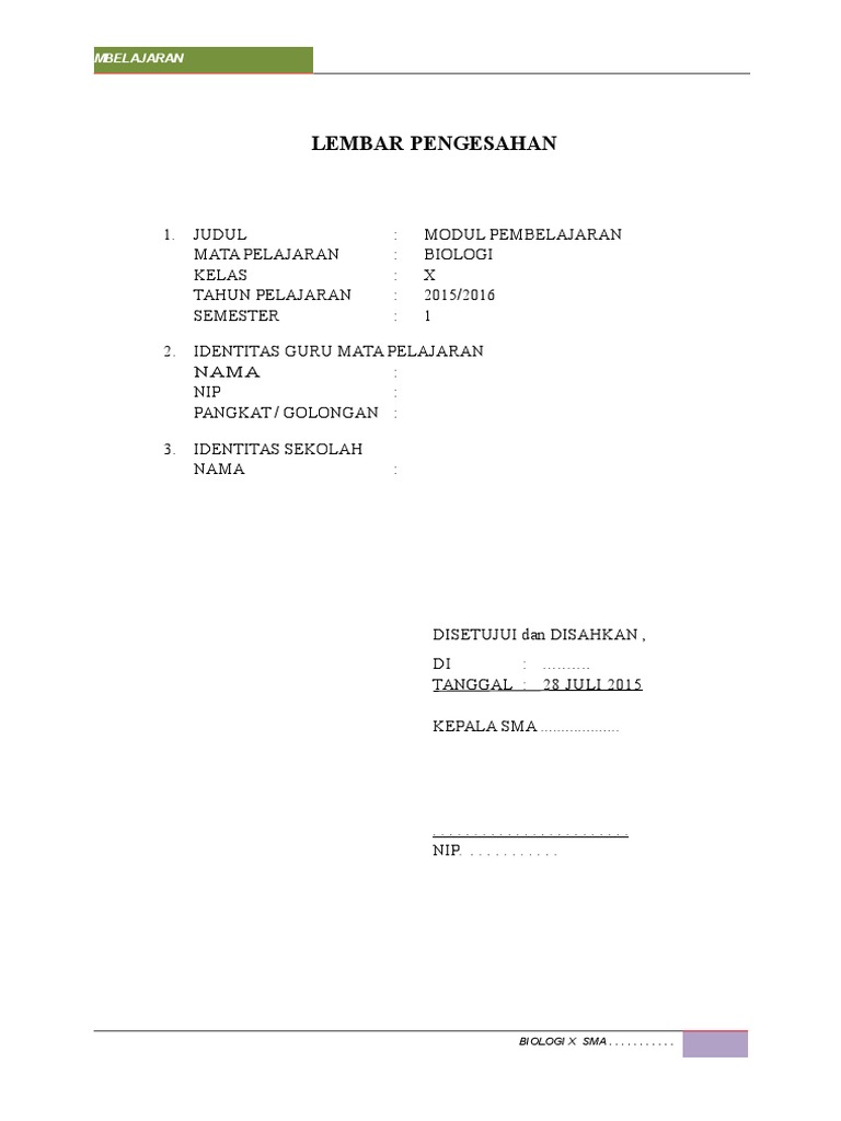 Contoh Lembar Pengesahan | PDF