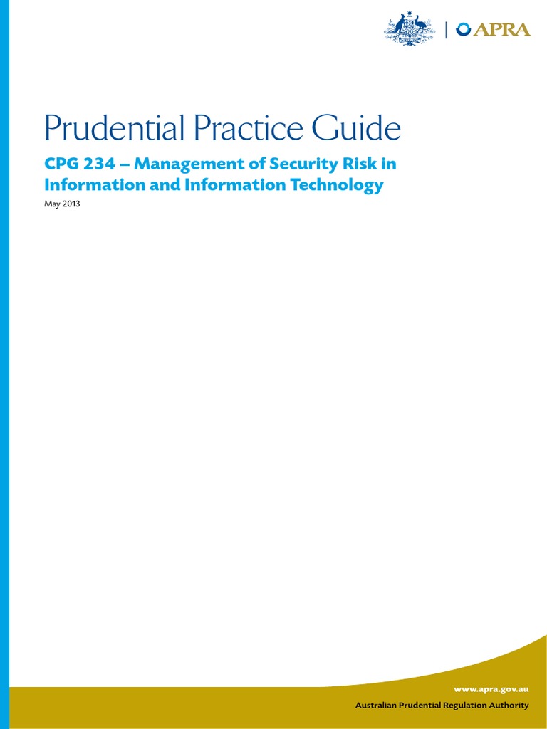 Prudential Practice Guide CPG 234 Management of Security Risk May 2013 | PDF | Computer Security ...