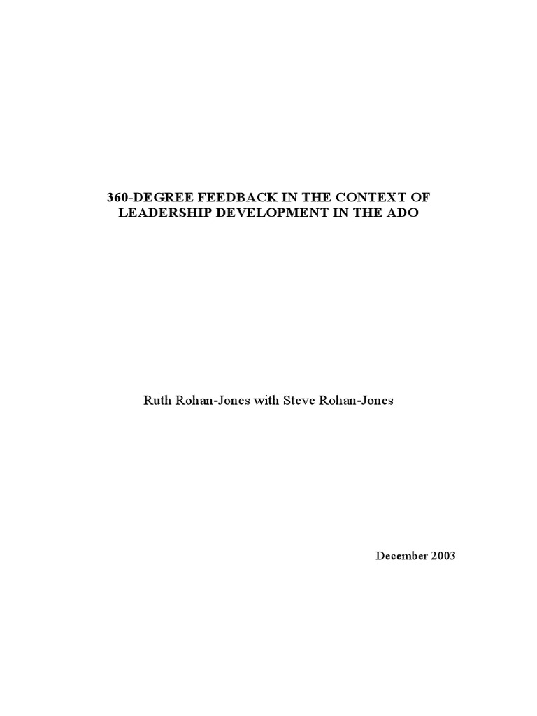360 Feedback Leadership Paper | PDF | Transformational Leadership ...