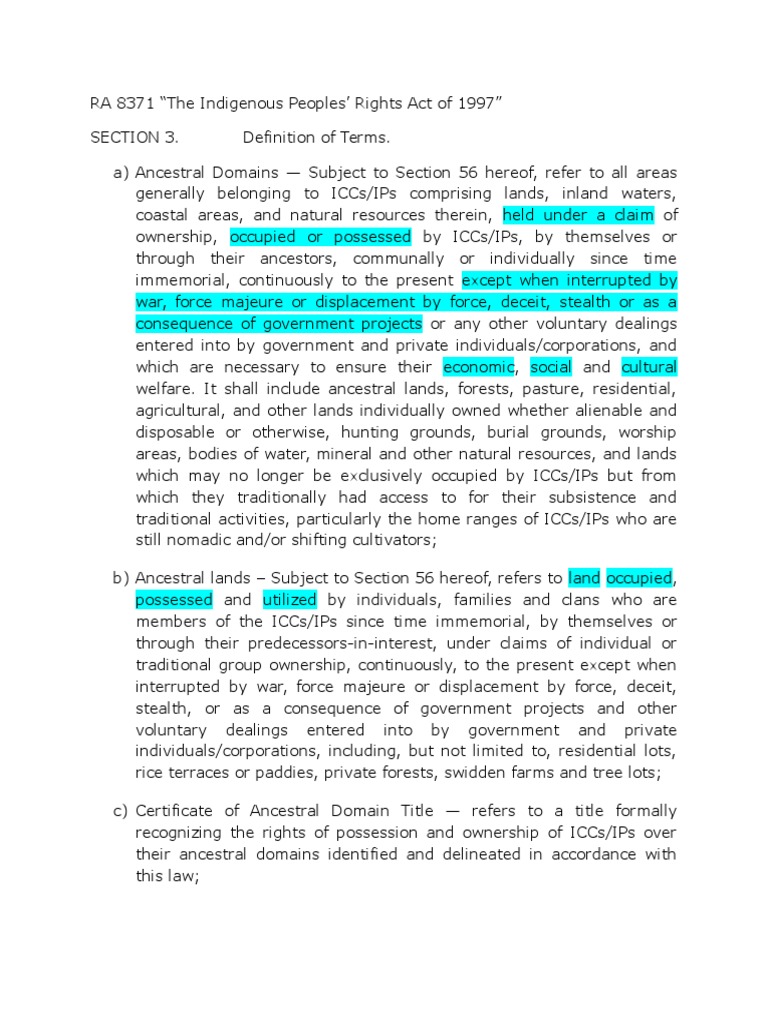 RA 8371 Key Points | PDF | Indigenous Peoples | Traditional Knowledge
