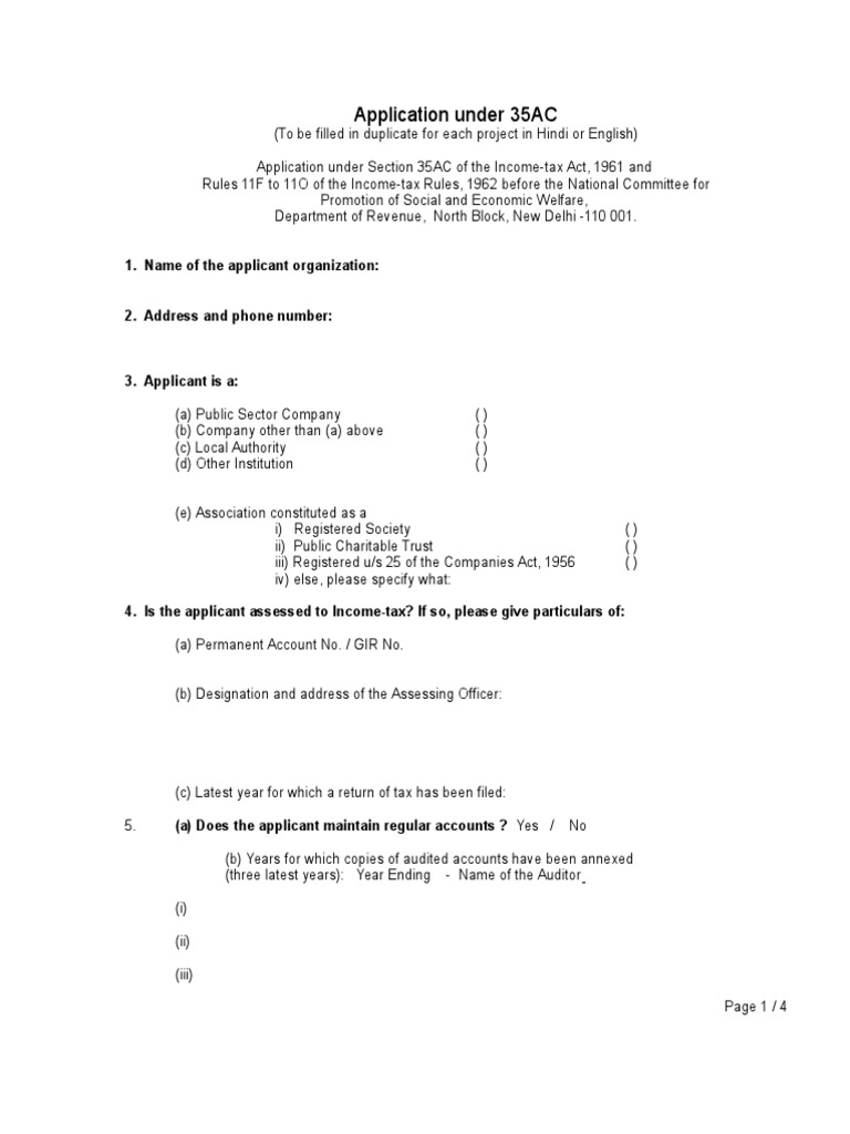 Application Form For 35ac Approval | PDF | Signature | Welfare