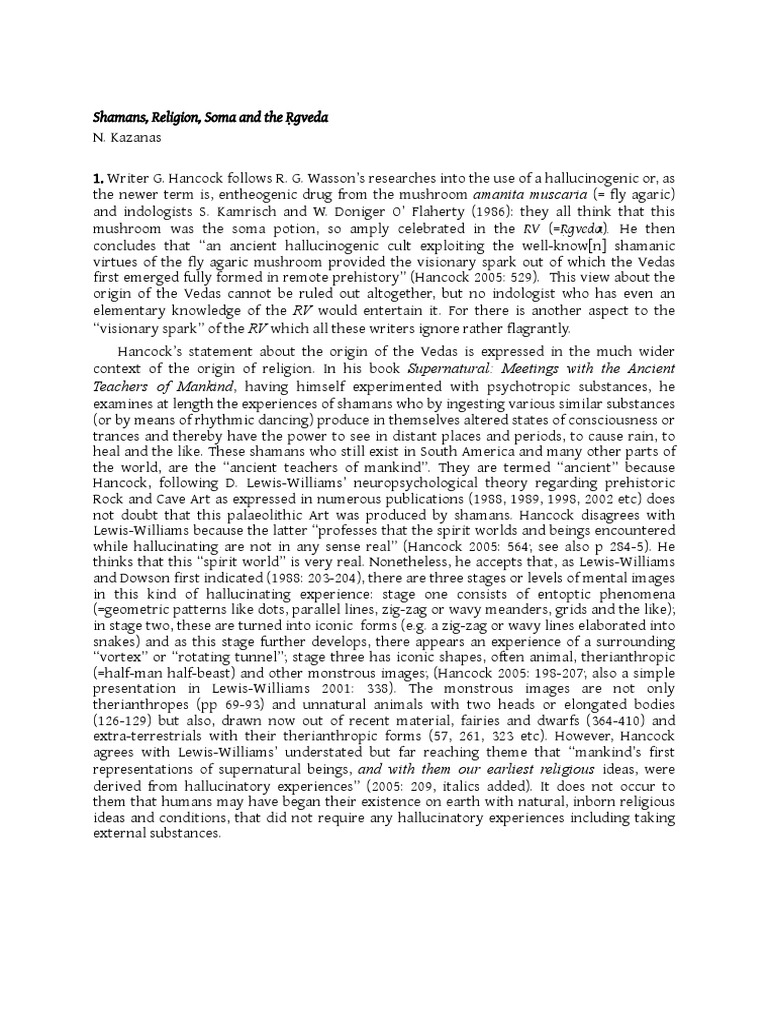 Shamans Religion Soma and The RV (Nicholas Kazanas, 2016) | PDF ...