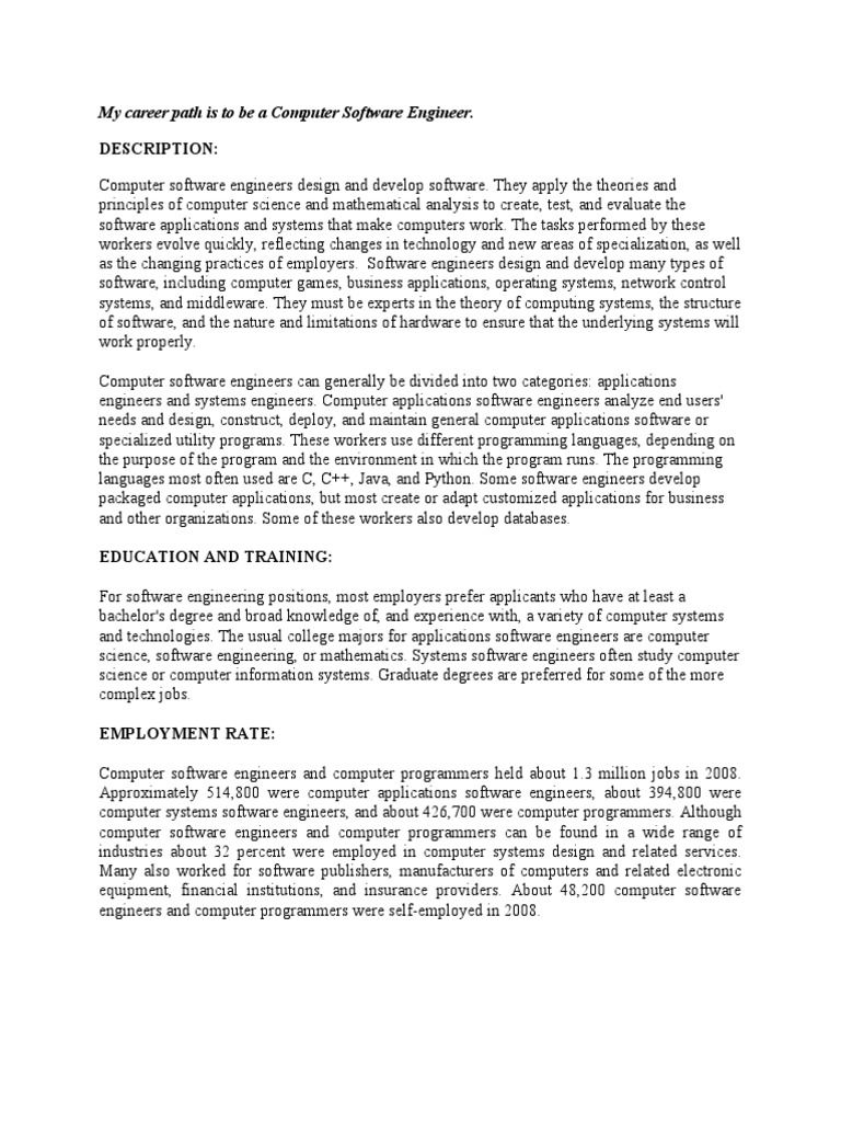 Computer Software Engineer | PDF | Software | Engineer