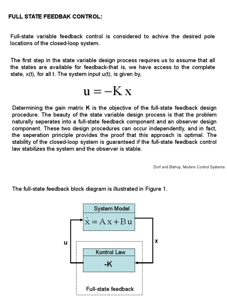 Full State Feedback Control | PDF | Control Theory | Applied Mathematics