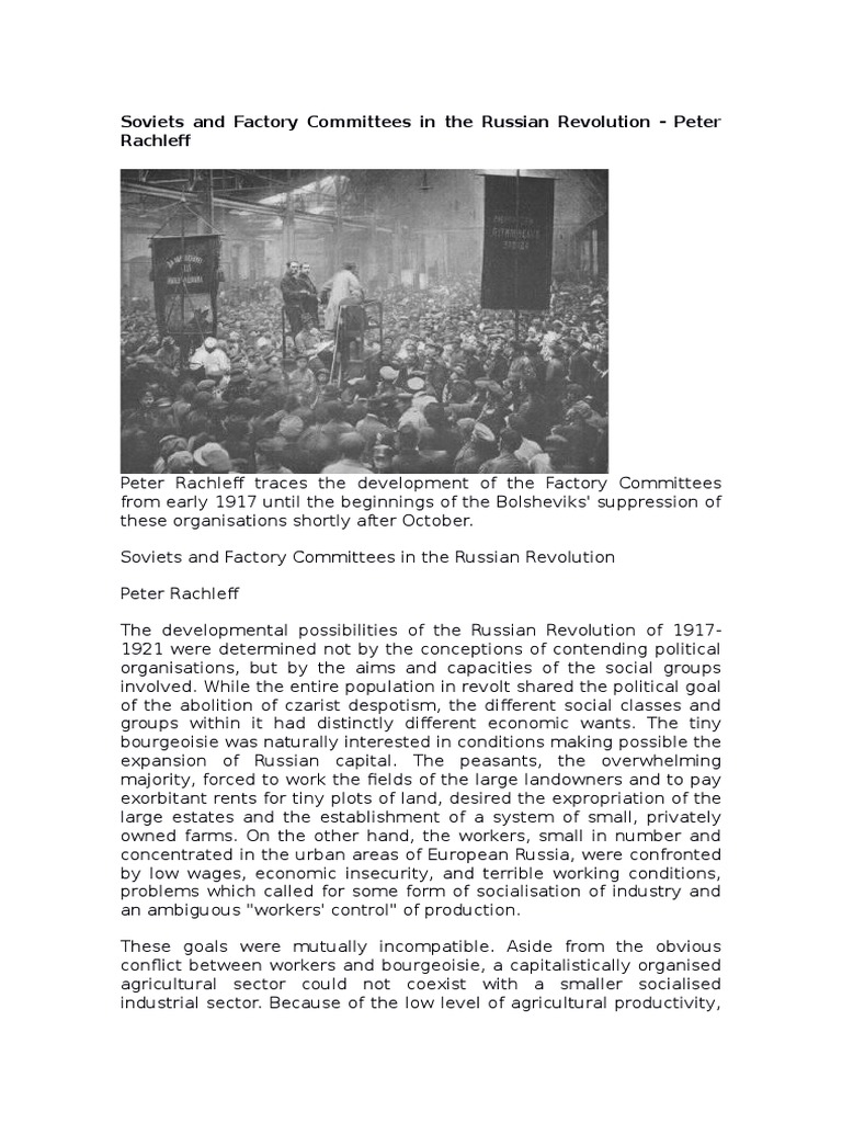 Soviets and Factory Committees in The Russian Revolution | PDF | Soviet ...
