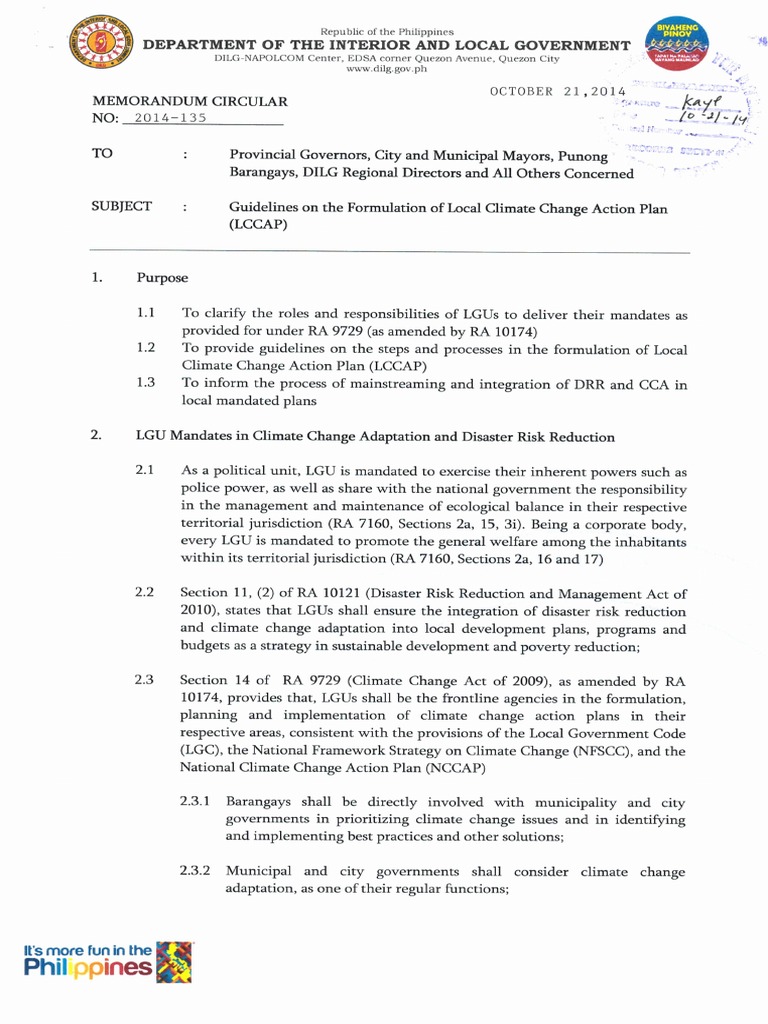 Dilg MC 2014-135 Lccap Guidelines | PDF