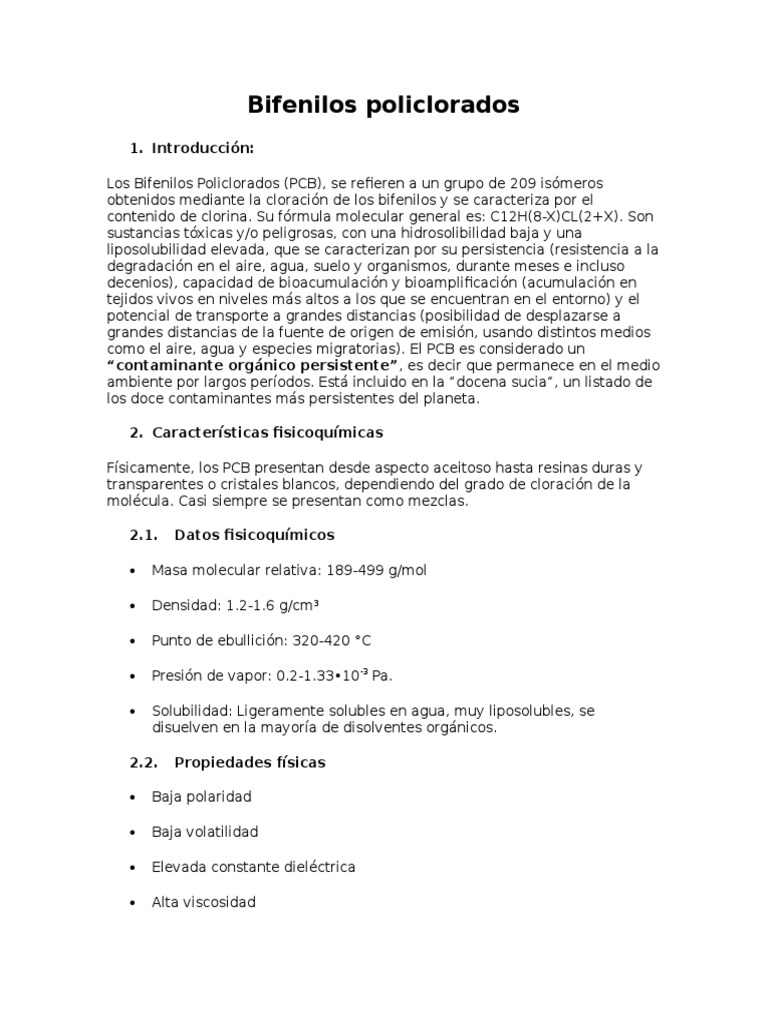 PCB Bifenilos Policlorados | PDF | Bifenilo policlorado | Solubilidad