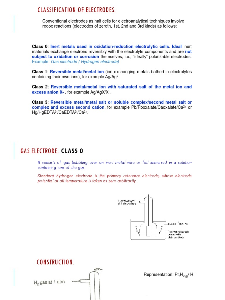 Electrode Classification and Examples | PDF | Ph | Redox