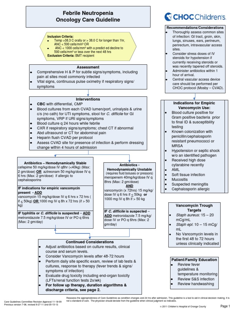 Febrile Neutropenia Care Guideline | PDF | Antibiotics | Diseases And ...