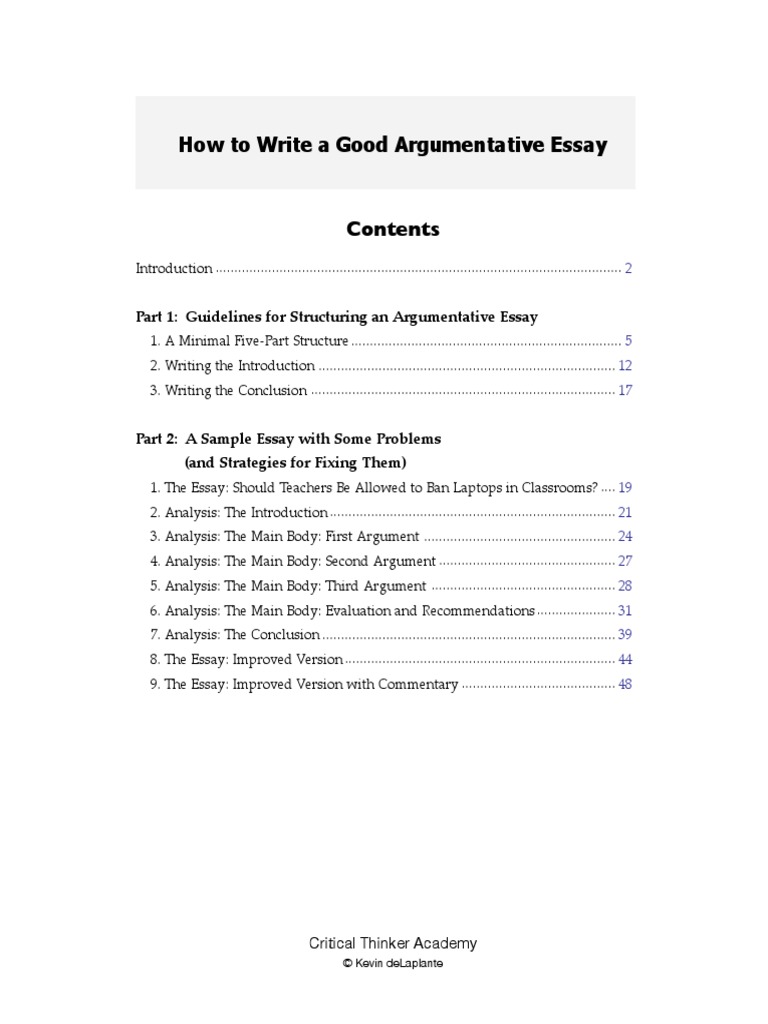 How To Write A Good Argumentative Essay | PDF | Essays | Classroom