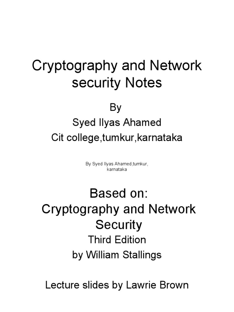 Cryptography and Network Security Notes | PDF | Public Key Cryptography ...