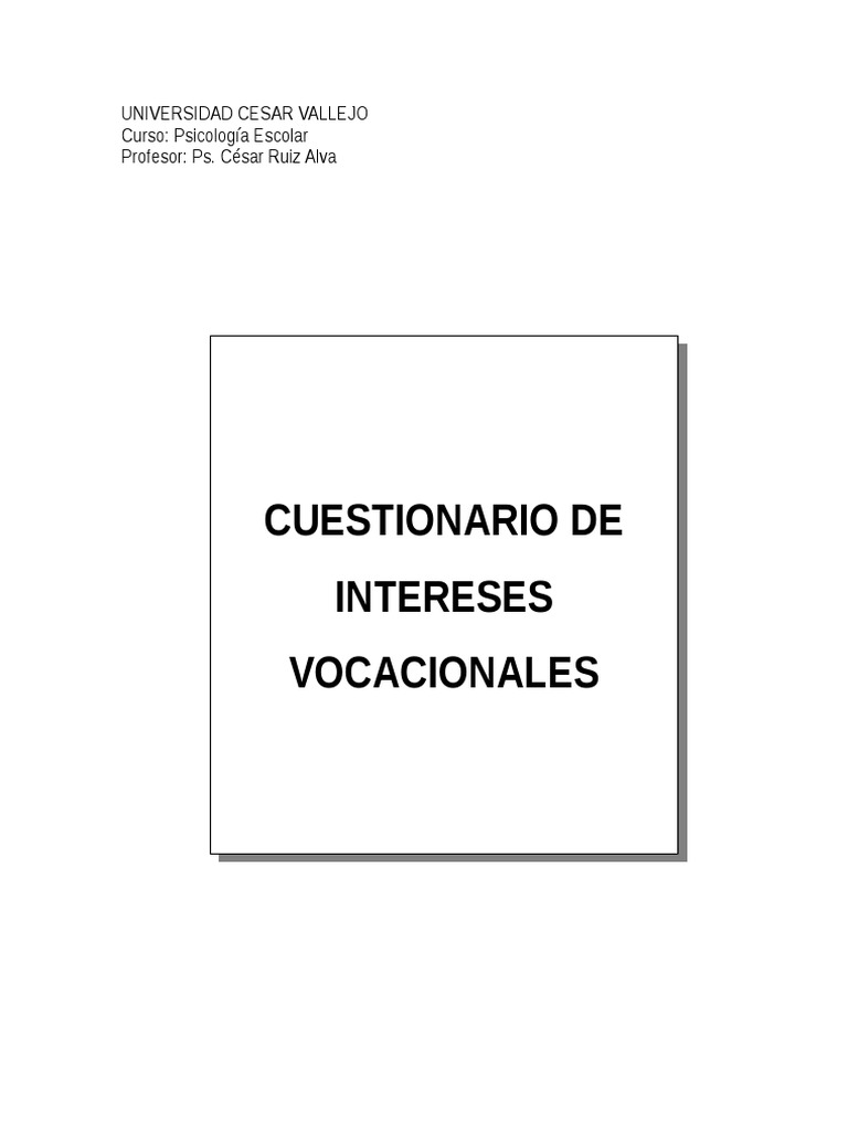 Cuestionario de Intereses Vocacionales | Descargar gratis PDF ...