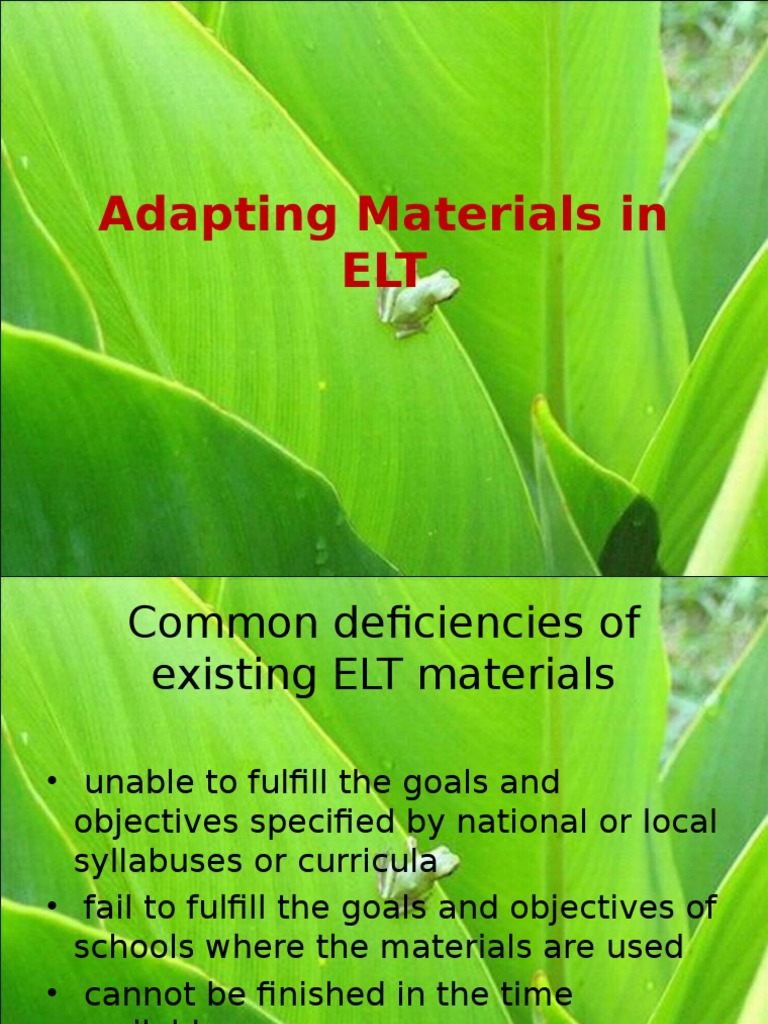 Adapting ELT Materials for Effective Learning | PDF | Textbook | Curriculum