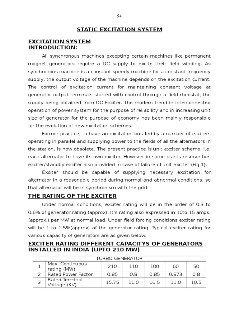 Static Excitation System - Stage-2 | PDF | Electric Generator | Rectifier