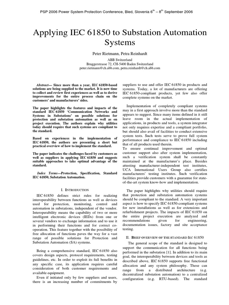 Applying 61850 To Protection SAS | PDF | Interoperability ...