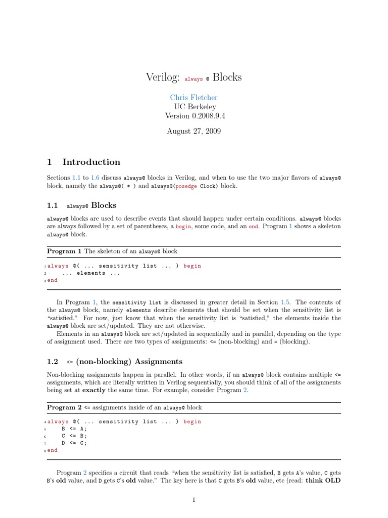 Verilog Notes John Wawrzynek Pdf Sequence Parameter Computer Programming