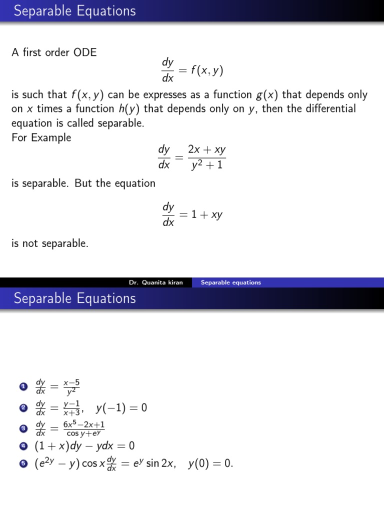 Understanding Separable Equations | PDF