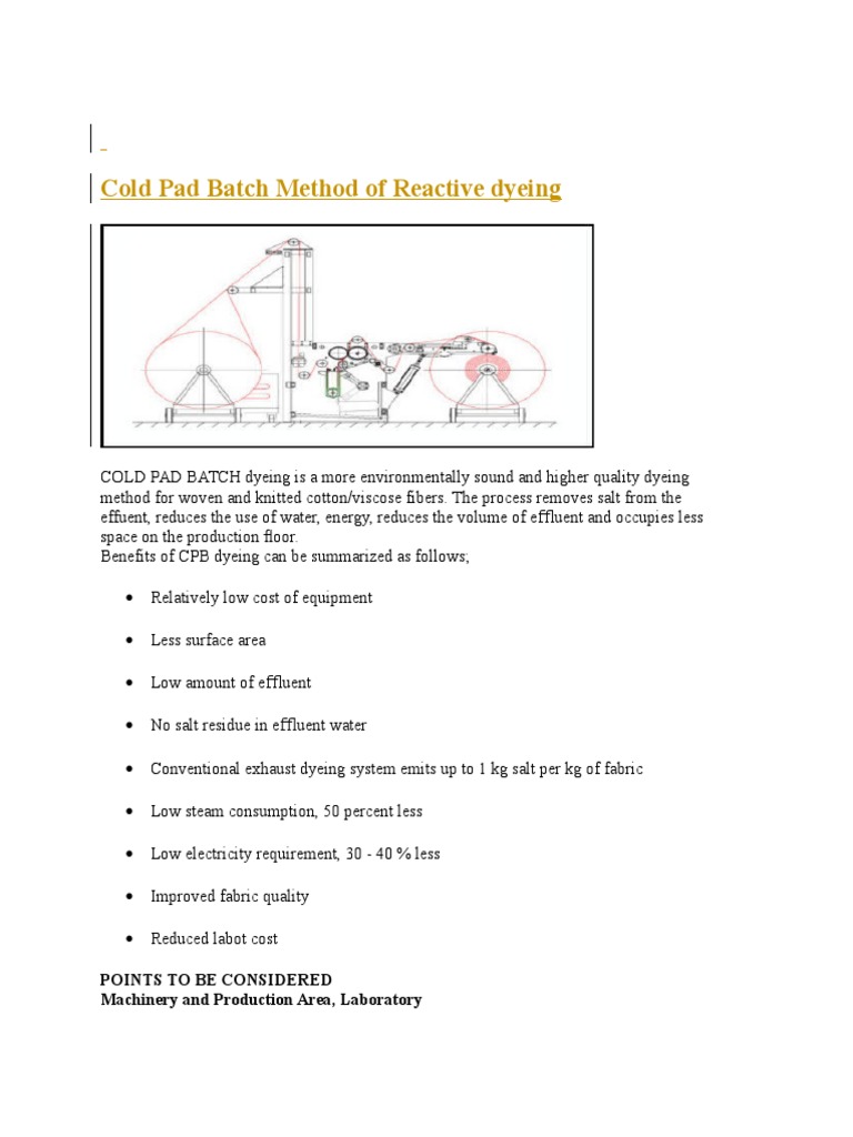 CPB Method of Reactive Dyeing | PDF | Dyeing | Dye
