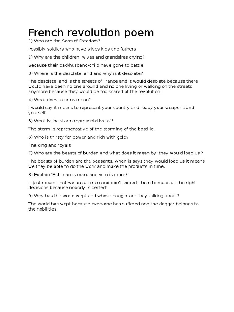 French Revolution Poem | PDF