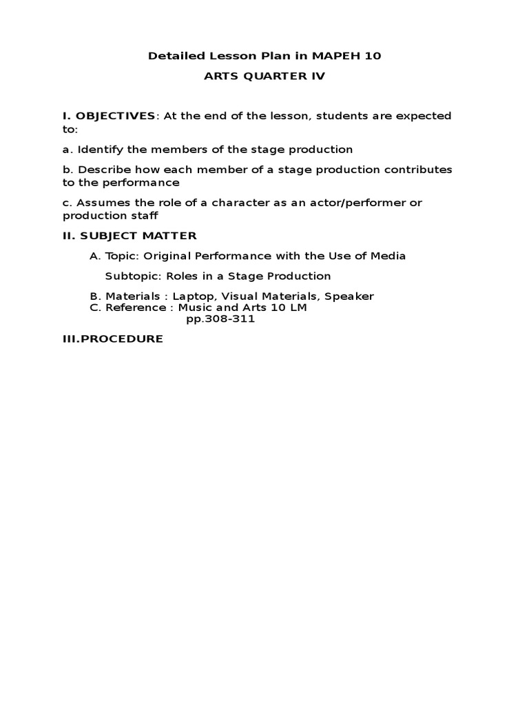 Semi Detailed Lesson Plan In Mapeh Elementary Lesson Plan