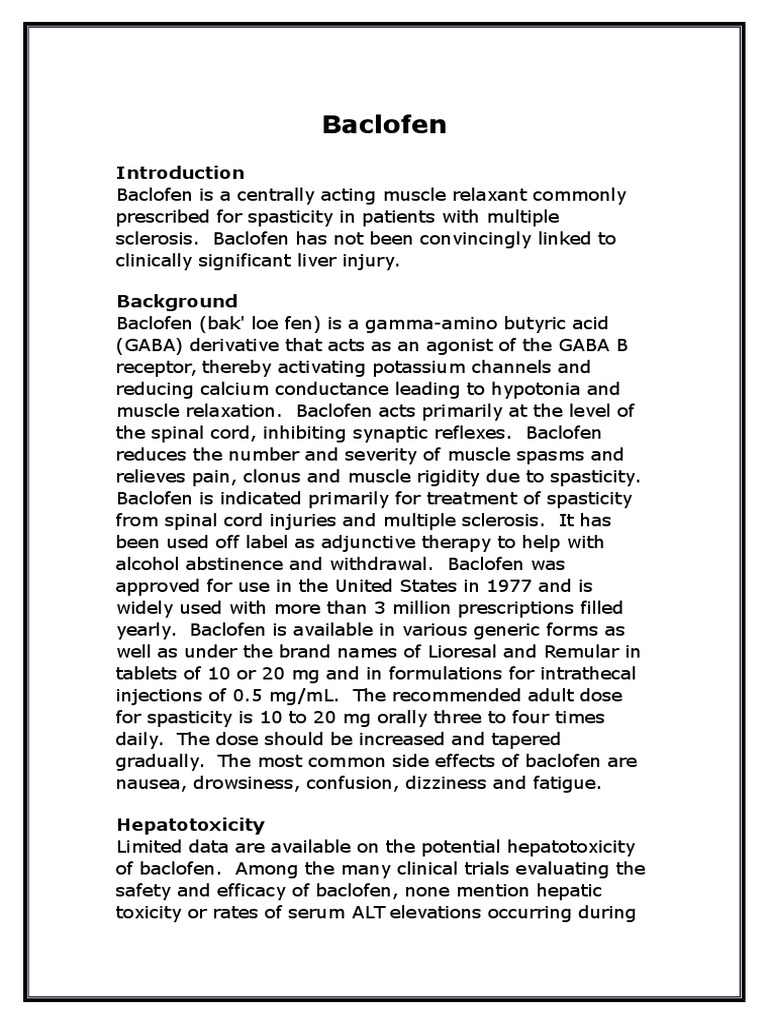 Baclofen | Drugs | Pharmacology